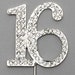 Silver Number 16 Cake Pick Topper Decoration 16th Diamante Sparkly - Etsy