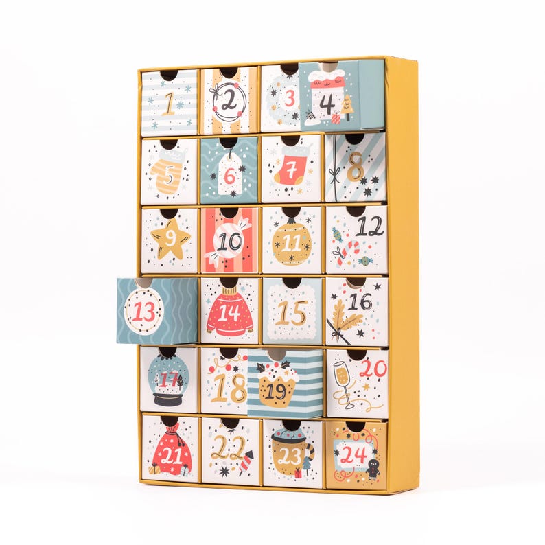 Fill Make Your Own Advent Calendar 24 Days 1-24 Draws Christmas ...