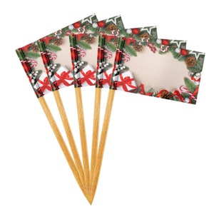 50 Christmas Cocktail Sticks Flags Cupcake Sandwich Flag Buffet Food ...