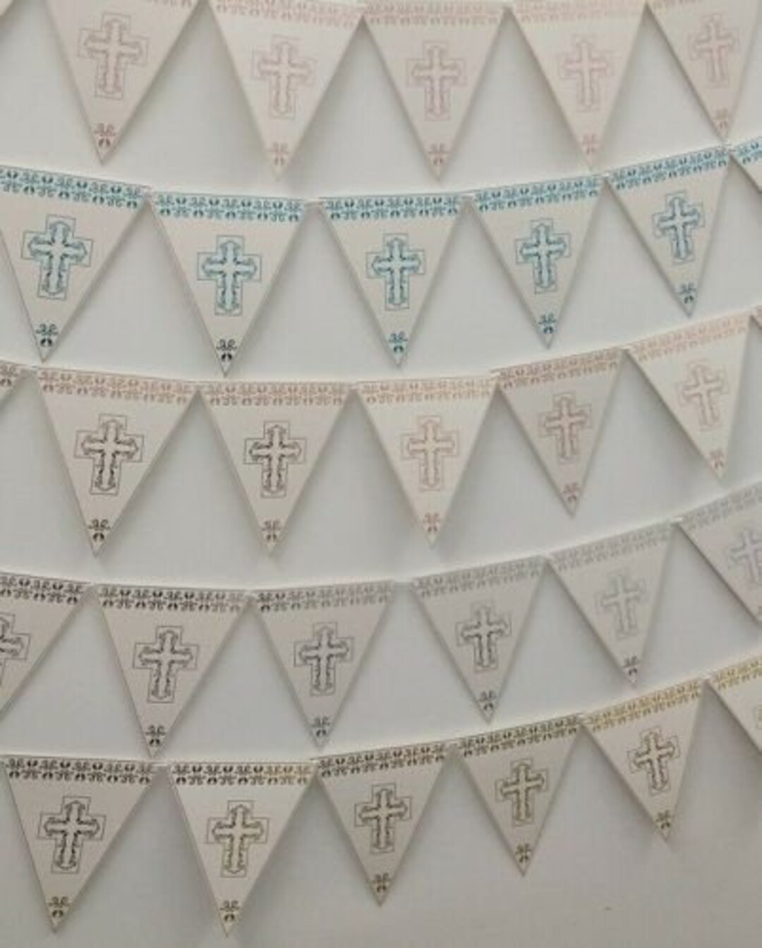 First Holy Communion Bunting 8 FLAG Pink Gold Silver Garland Party Ware ...
