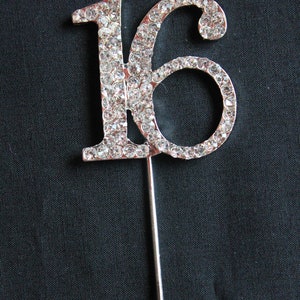 Silver Number 16 Cake Pick Topper Decoration 16th Diamante Sparkly - Etsy