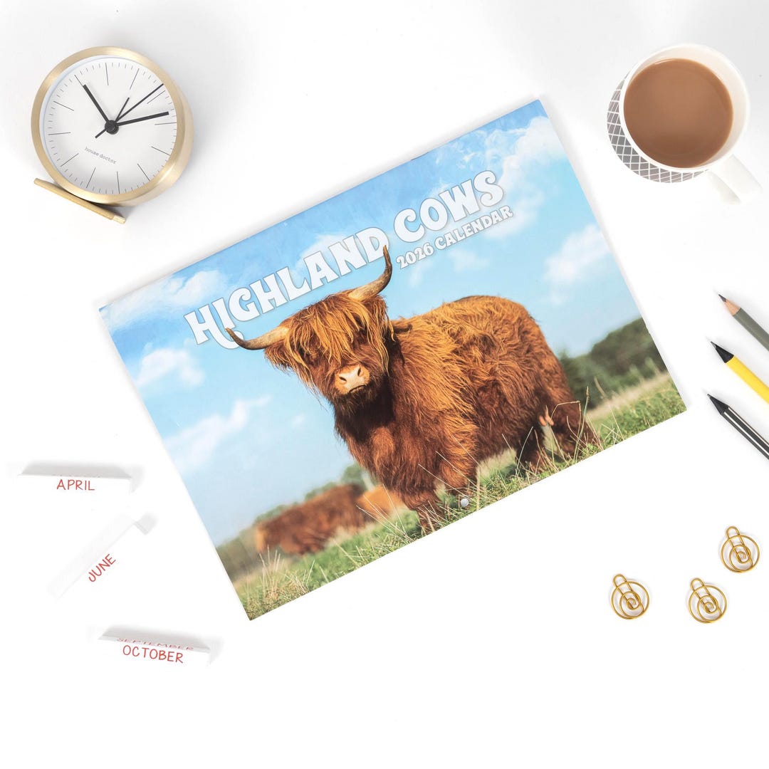 2026 Highland Cow Calendar Wall Monthly Planner Family Home Organiser ...