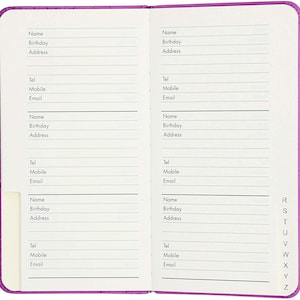 Telephone Address Book A-Z Index Hard Back Cover Slim Address Birthday ...