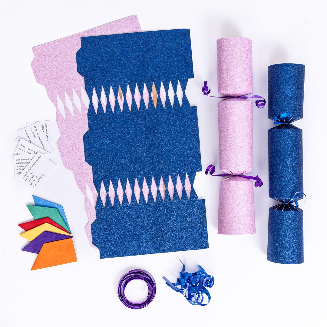 12 Make Your Own Christmas Cracker Kit Crackers Hats Snaps Navy and ...