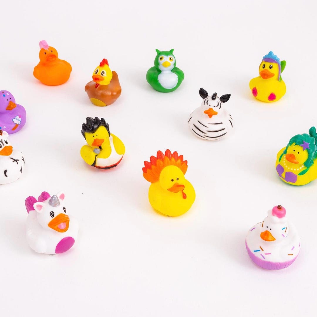 12 Rubber Ducks Character Mix Duck Animal Theme Set Bath Play Toys Fun ...