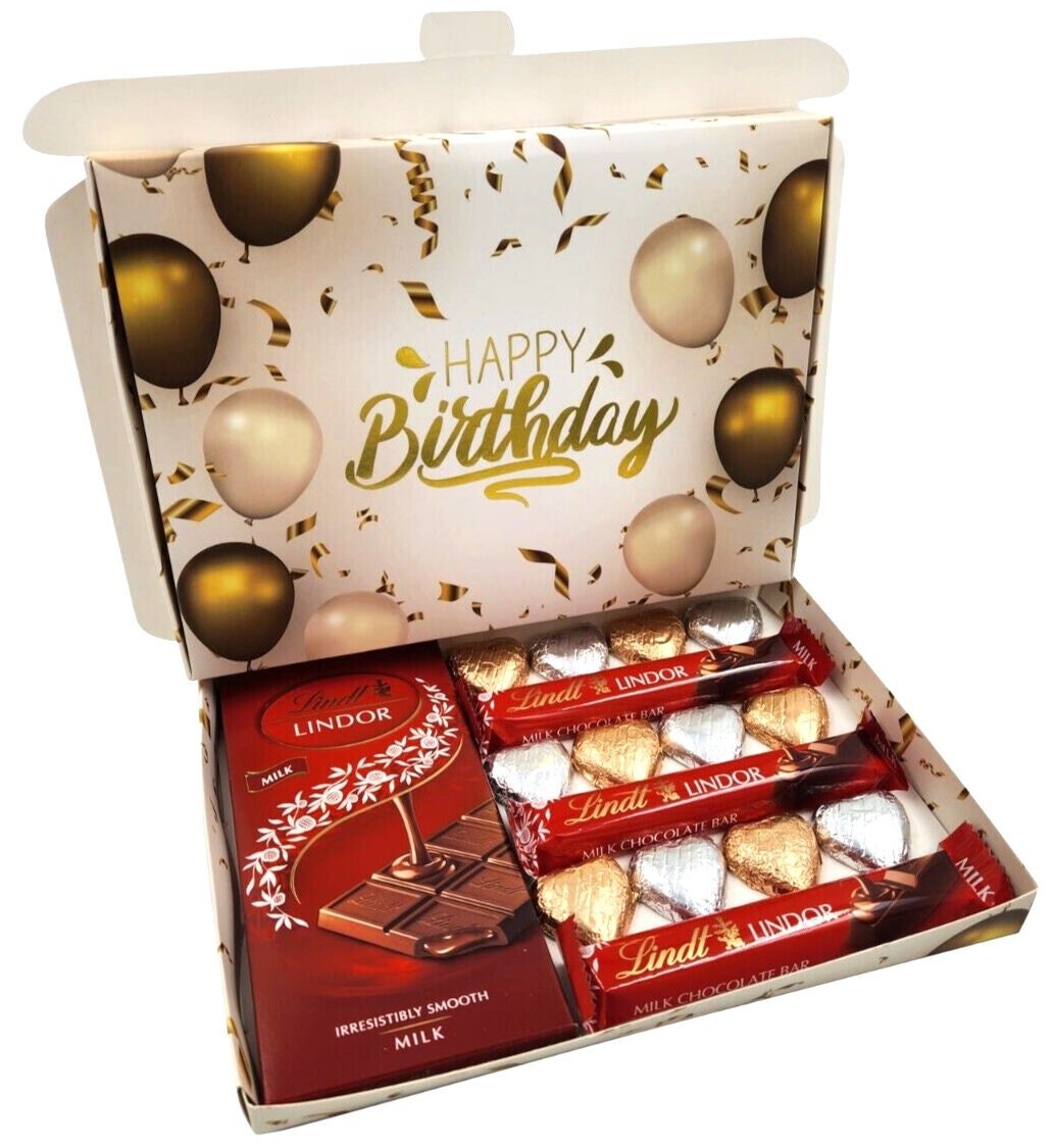 Happy Birthday Lindt Lindor Milk Chocolate Bars & Hearts Gift - Etsy UK