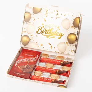 Happy Birthday Lindt Lindor Milk Chocolate Bars & Hearts Gift Box Treat ...