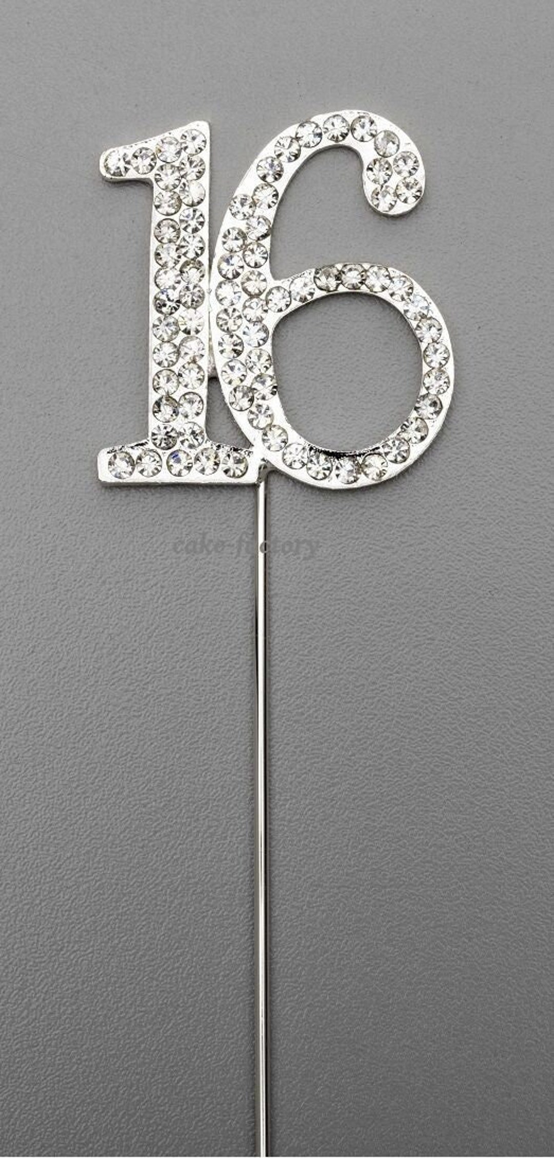 Silver Number 16 Cake Pick Topper Decoration 16th Diamante Sparkly - Etsy