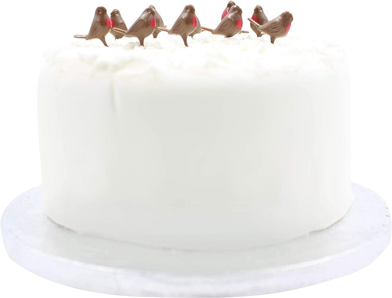 Mini Robin Christmas Cake Decorations 10 X Robins Red Robin Yule Log ...