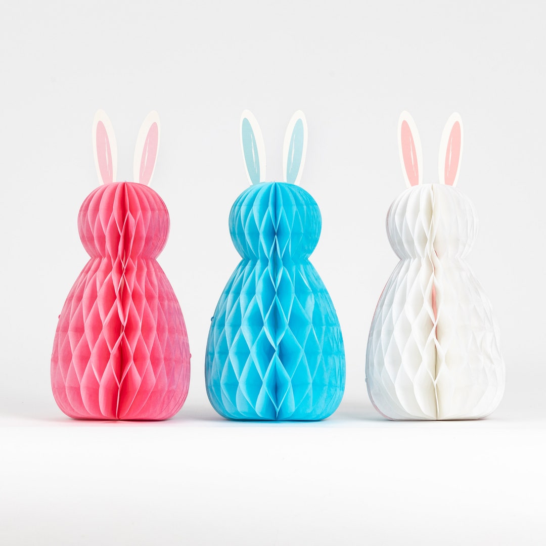 3 X 30cm Honeycomb Paper Bunnies Rabbit Easter Egg Hanging Decorations ...
