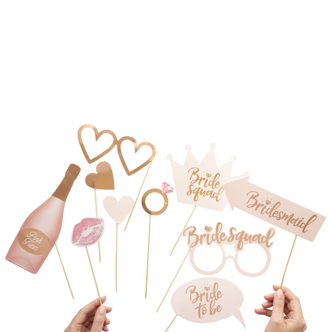 10 X Wedding Party Selfie Photo Props Booth Night Games Wedding Pink ...