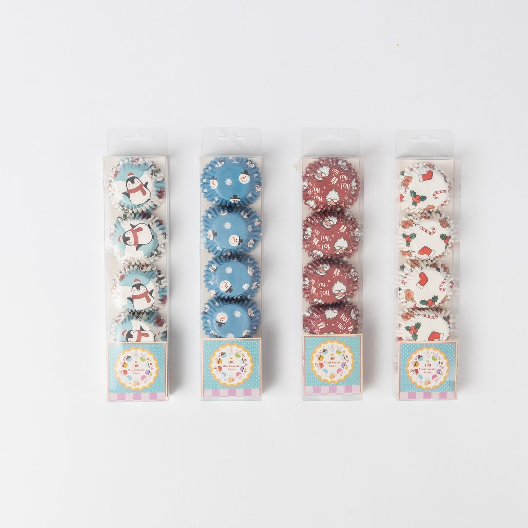 100 Mini Cupcake Cases Baking Muffin Cake Petits Fours Christmas ...