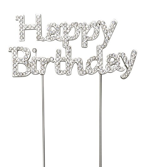 Happy Birthday Cake Pick Topper Sign Silver Decoration Etsy