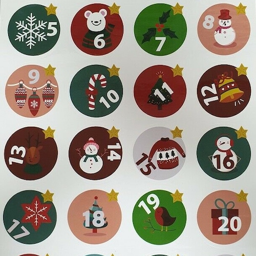 Christmas Advent Stickers / Labels X 24 / Christmas Countdown | Etsy