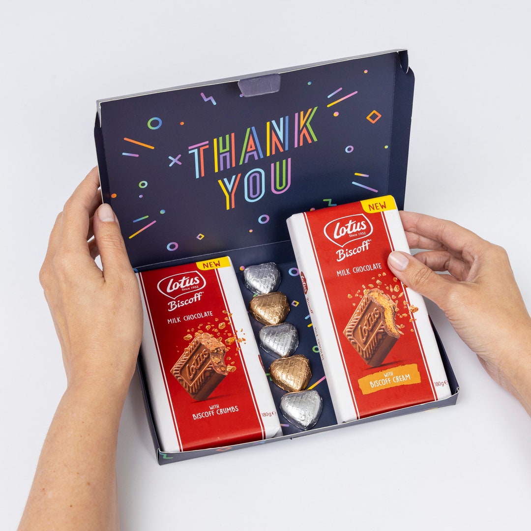 Lotus Biscoff Milk Chocolate Bars Hearts Hamper Gift Present Thank You ...