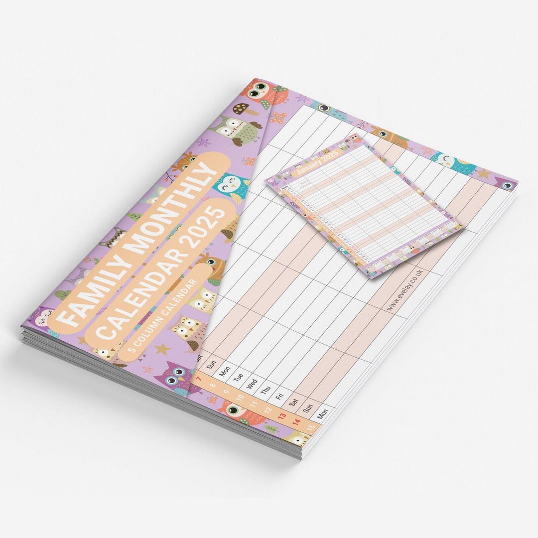 2024 A3 Wall Calendar 5 Columns Family Monthly Planner Staff Rota ...