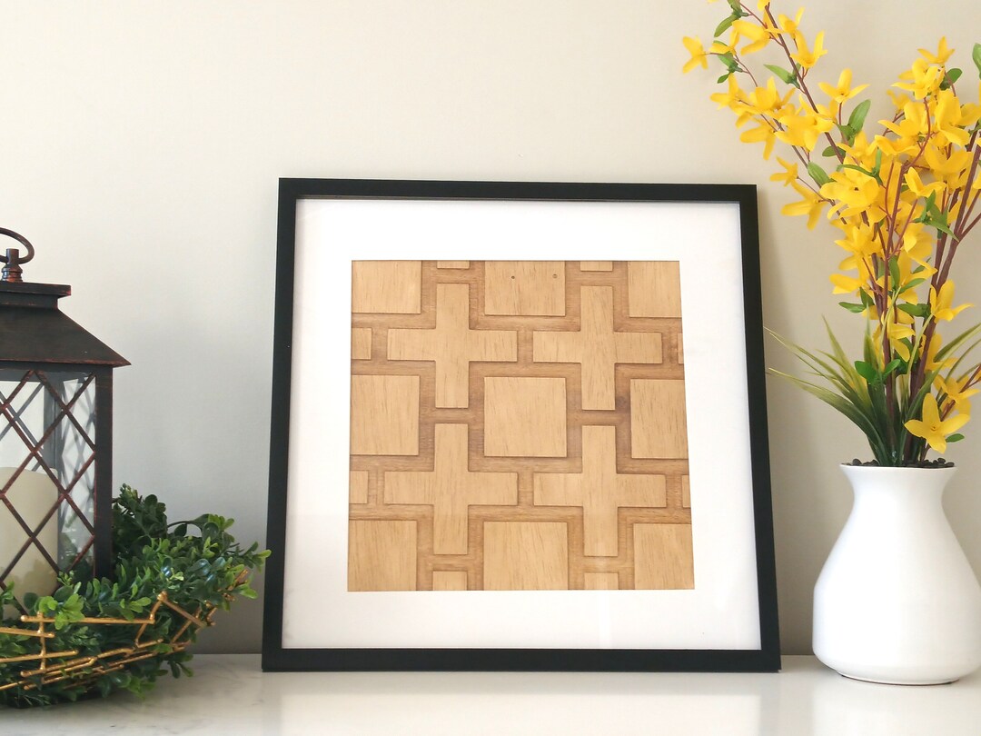 16x16 Geometric Wood Design, Wood Engraving, Wall Art, Home Decor, Wood ...