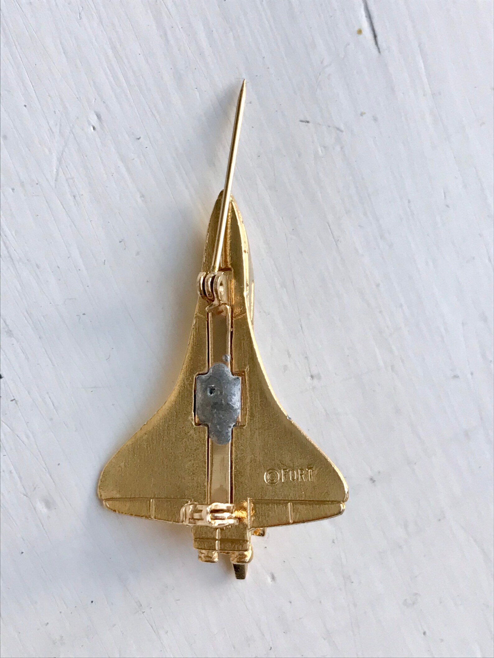 Broche avion USA en plaquée or vintage signée Fort - Etsy France