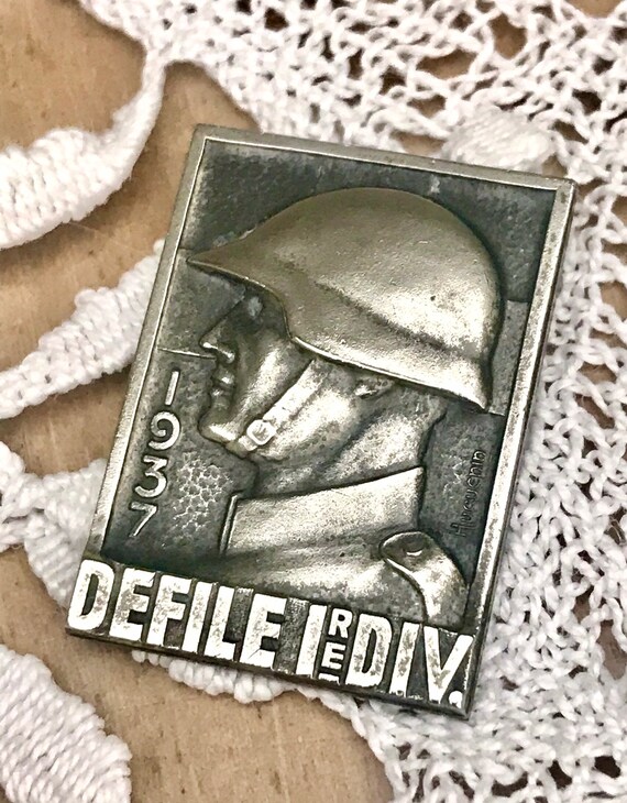 1937 Swiss military badge badge in bronze signed Hugu… - Gem