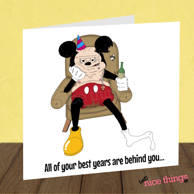 Funny Disney Birthday Card Mickey Mouse Rude Card Funny | Etsy