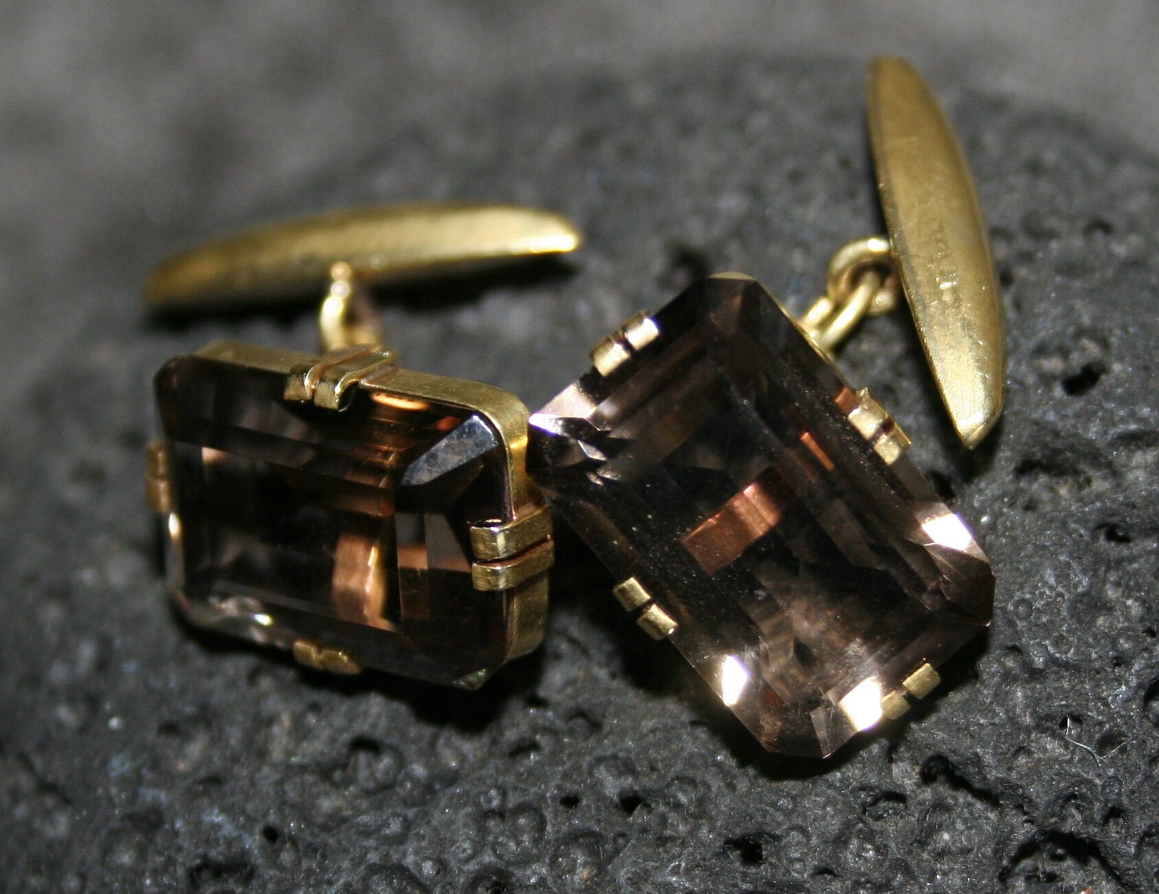 Antique 9K Gold Faceted Smoky Quartz Cufflinks - Etsy New Zealand