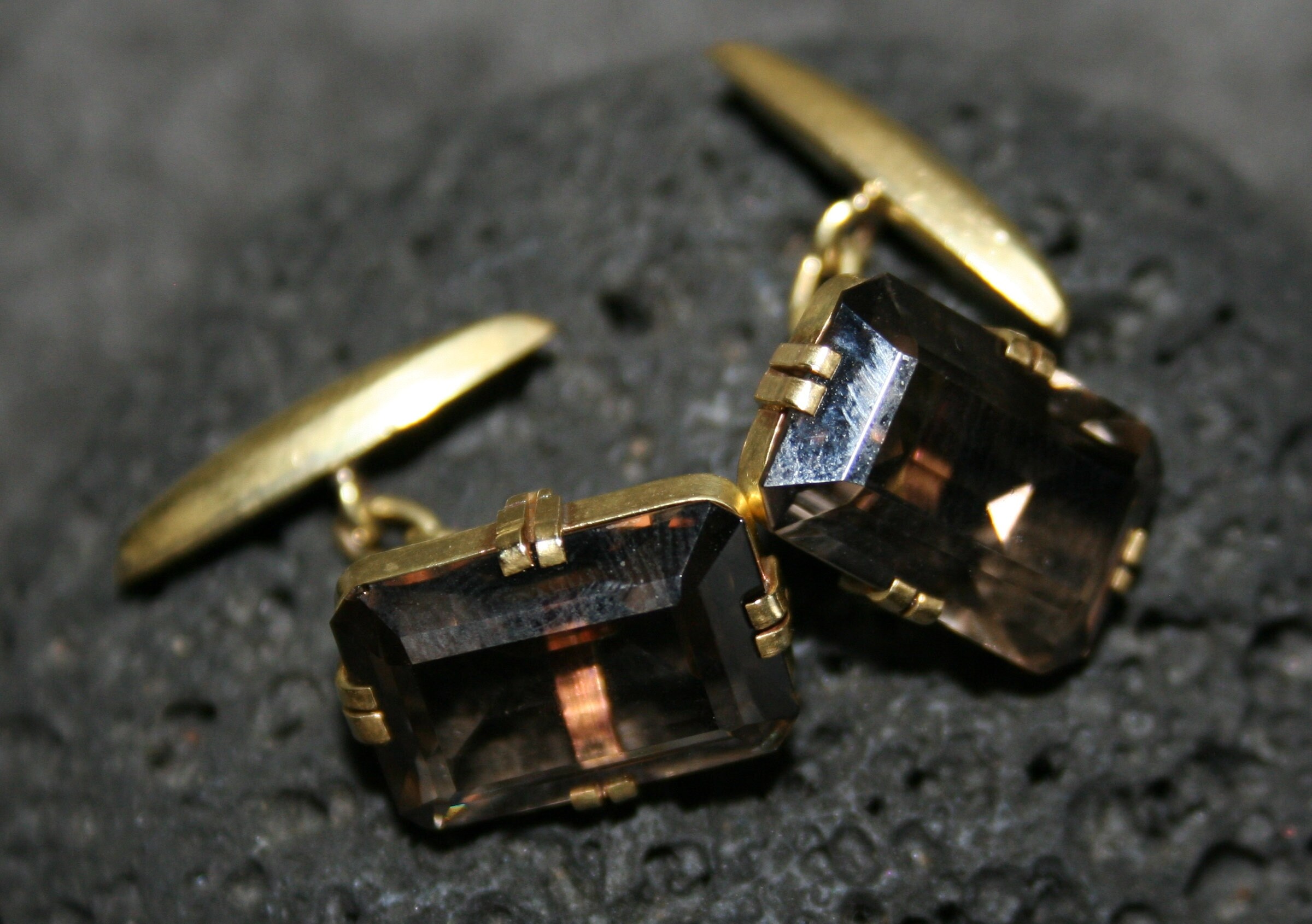 Antique 9K Gold Faceted Smoky Quartz Cufflinks - Etsy New Zealand