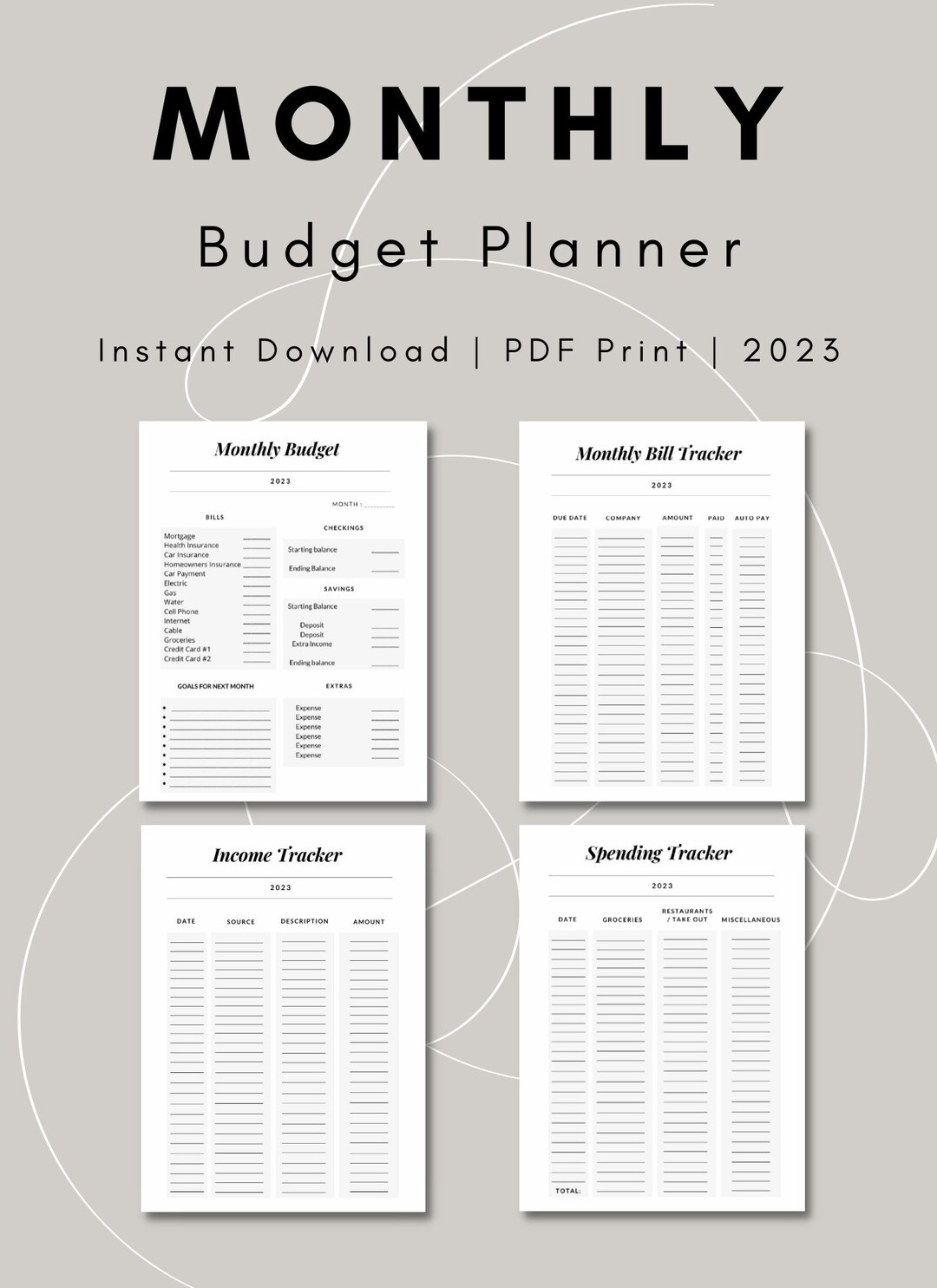 Monthly Budget Planner 2023 Instant Digital Download PDF - Etsy