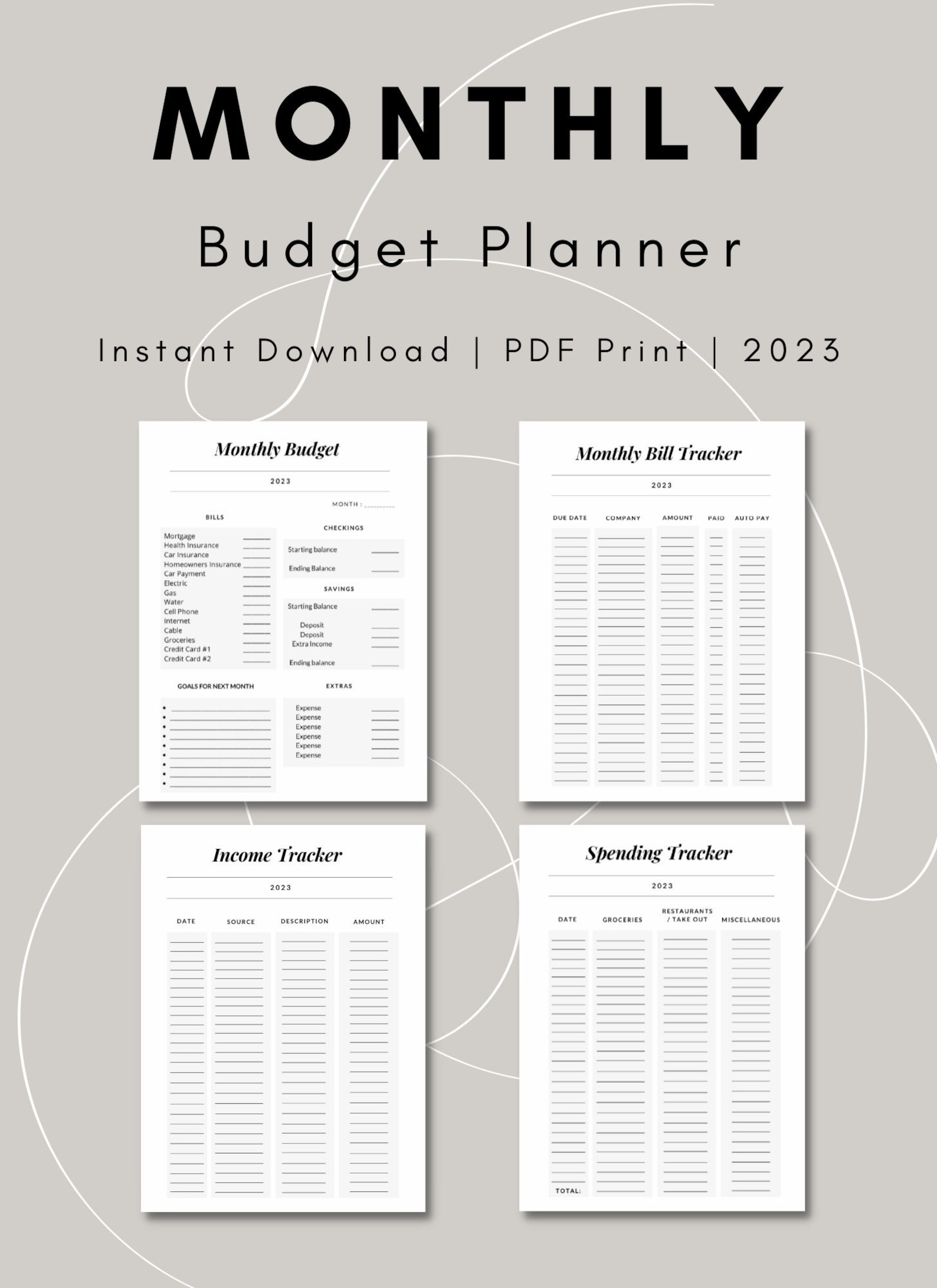 Monthly Budget Planner 2023 Instant Digital Download PDF - Etsy