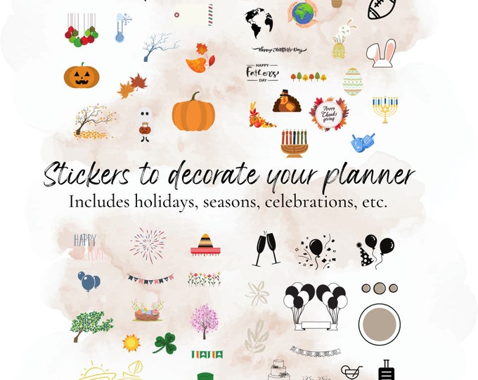Digital PDF Printable Stickers for Planner Includes Holidays - Etsy
