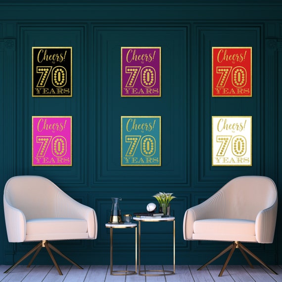 70TH BIRTHDAY SIGNS Anniversary Signs 6 Colors Cheers 70 | Etsy