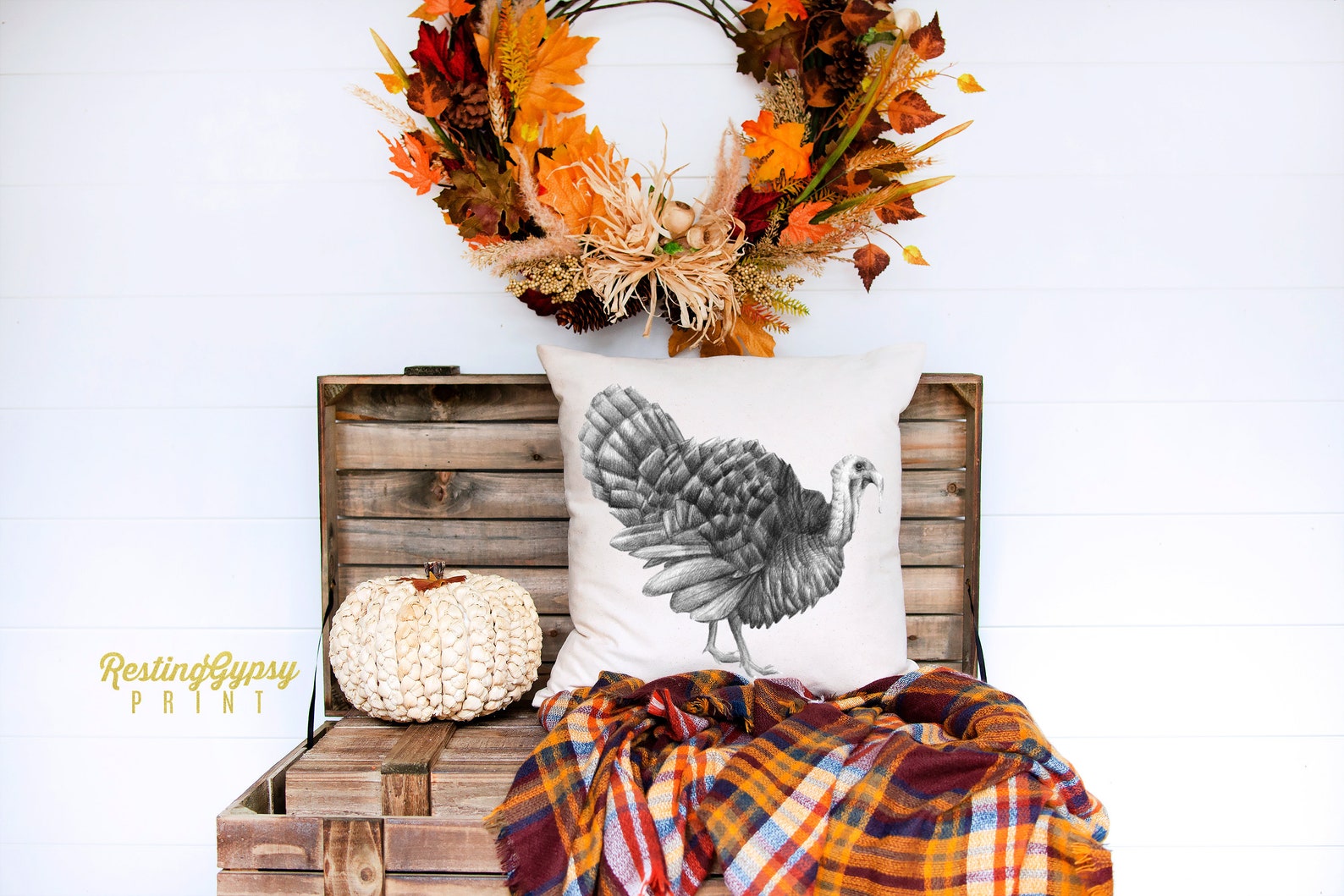 TURKEY PILLOW Cover Farmhouse Turkey Pillow Thanksgiving - Etsy