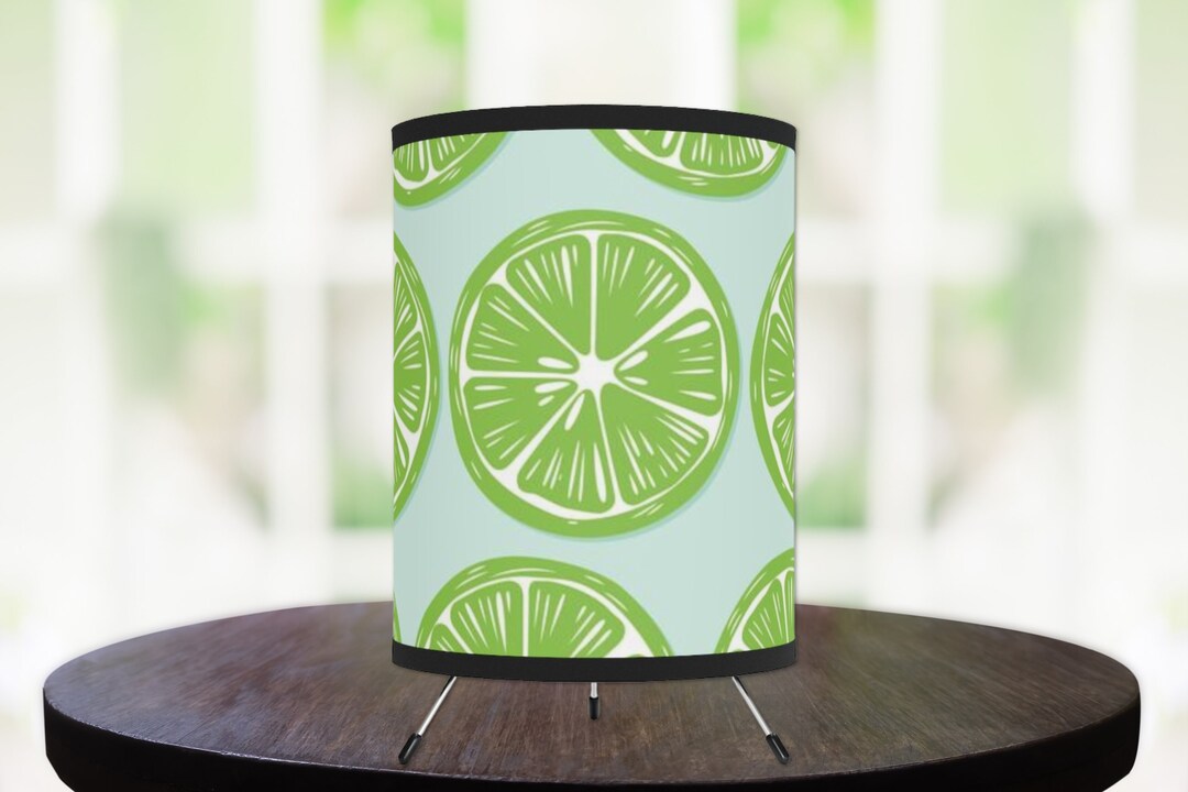 LIME PRINT LAMP, Lime Desk Lamp, Bedroom Lamp, Tripod Lamp, Summer Lamp ...