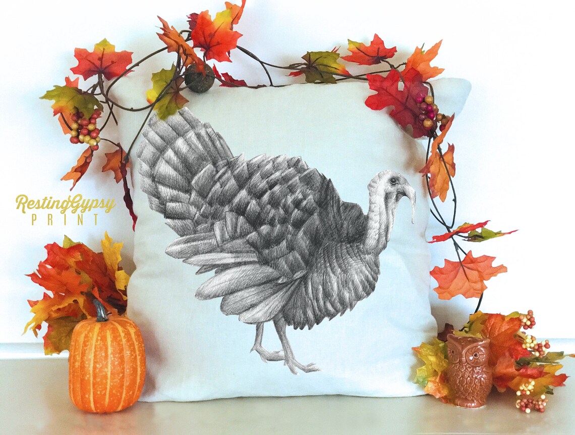 TURKEY PILLOW Cover Farmhouse Turkey Pillow Thanksgiving - Etsy
