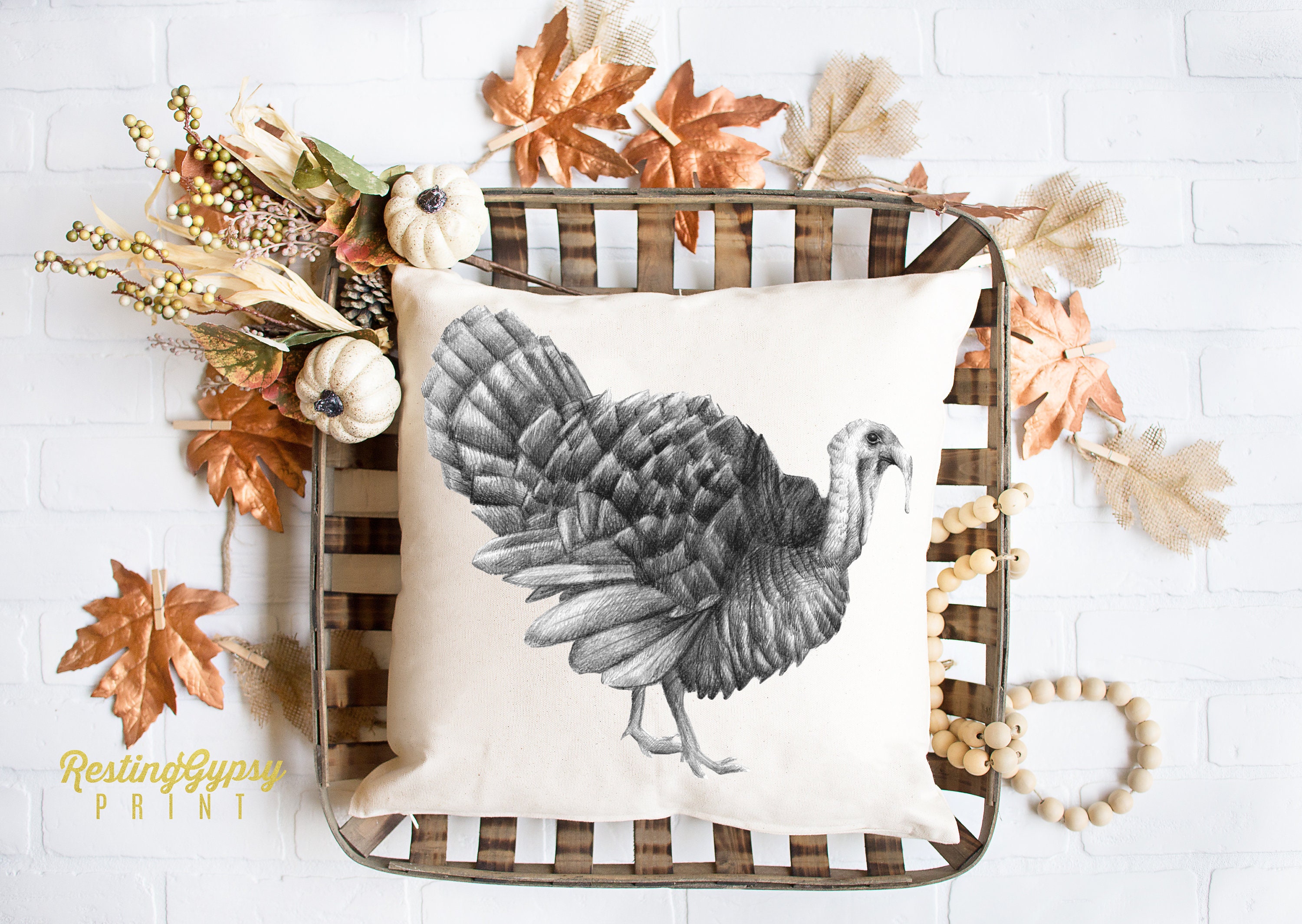 TURKEY PILLOW Cover Farmhouse Turkey Pillow Thanksgiving - Etsy