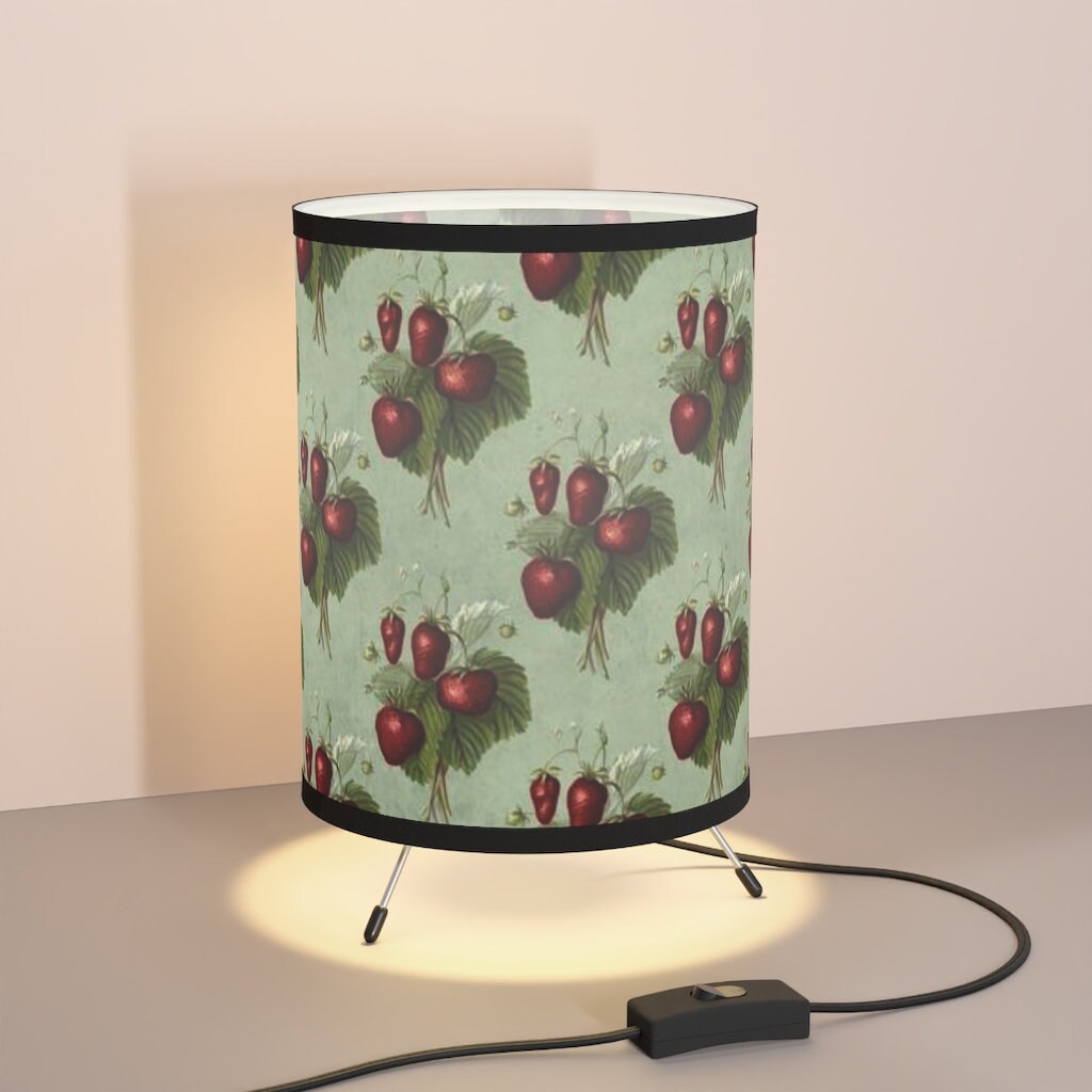 STRAWBERRY LAMP Vintage Strawberry Print Botanical Lamp | Etsy