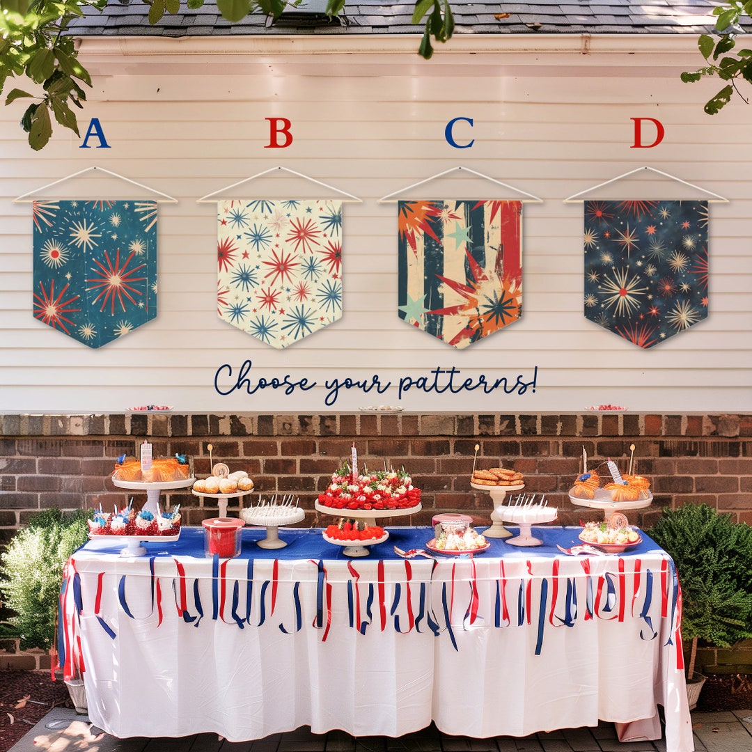 4th of July Decorations Pennant Flag Wall Hangings, Independence Day ...