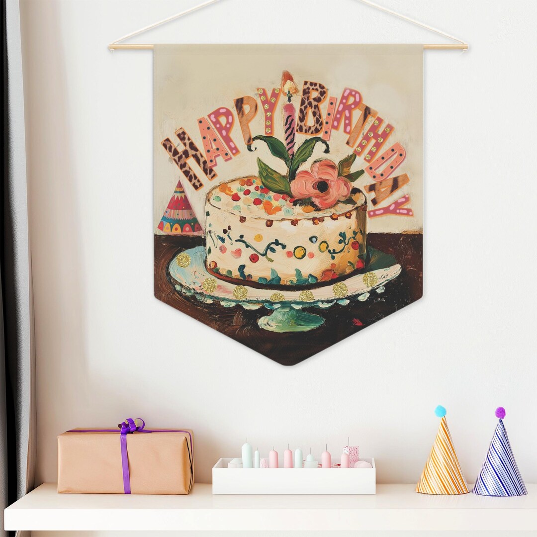 Happy Birthday Banner Pennant Flag Wall Hanging, Birthday Decorations ...