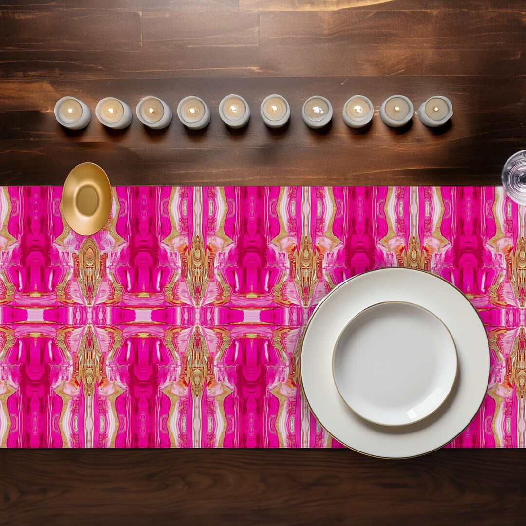 Hot Pink Gold Persian Moroccan Style Abstract Boho Batik Tie Dye Style ...