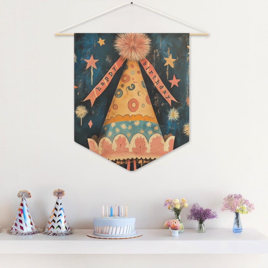 Happy Birthday Banner Pennant Flag Wall Hanging, Birthday Decorations ...