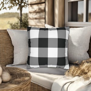 Buffalo Plaid Black White Gingham Plaid Check Decorative Throw Pillow ...