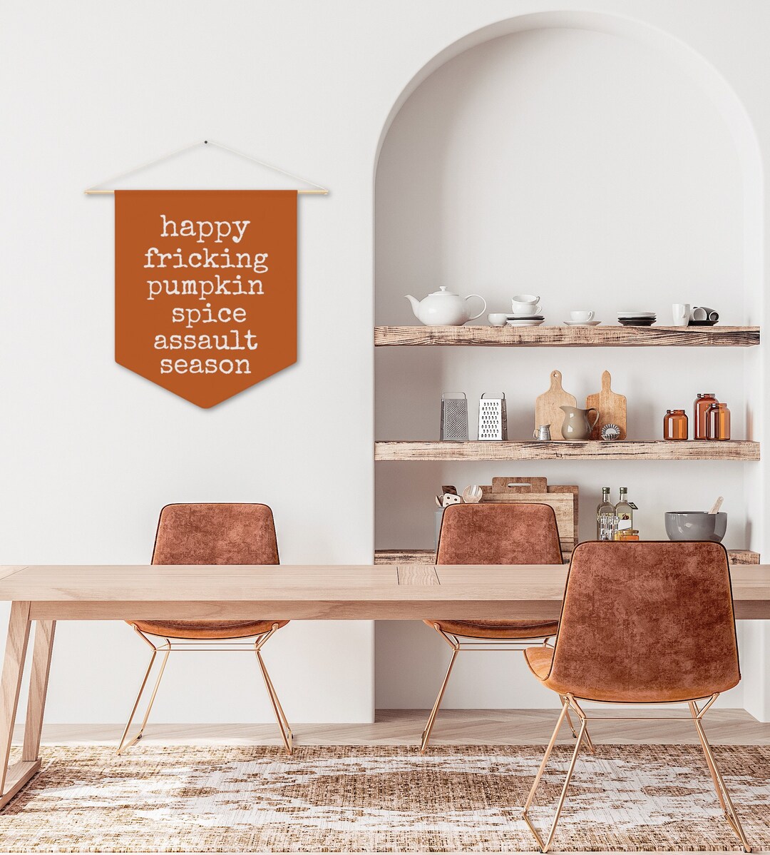 Fall Decorations Wall Decor Pennant Flag 'happy Fricking Pumpkin Spice ...