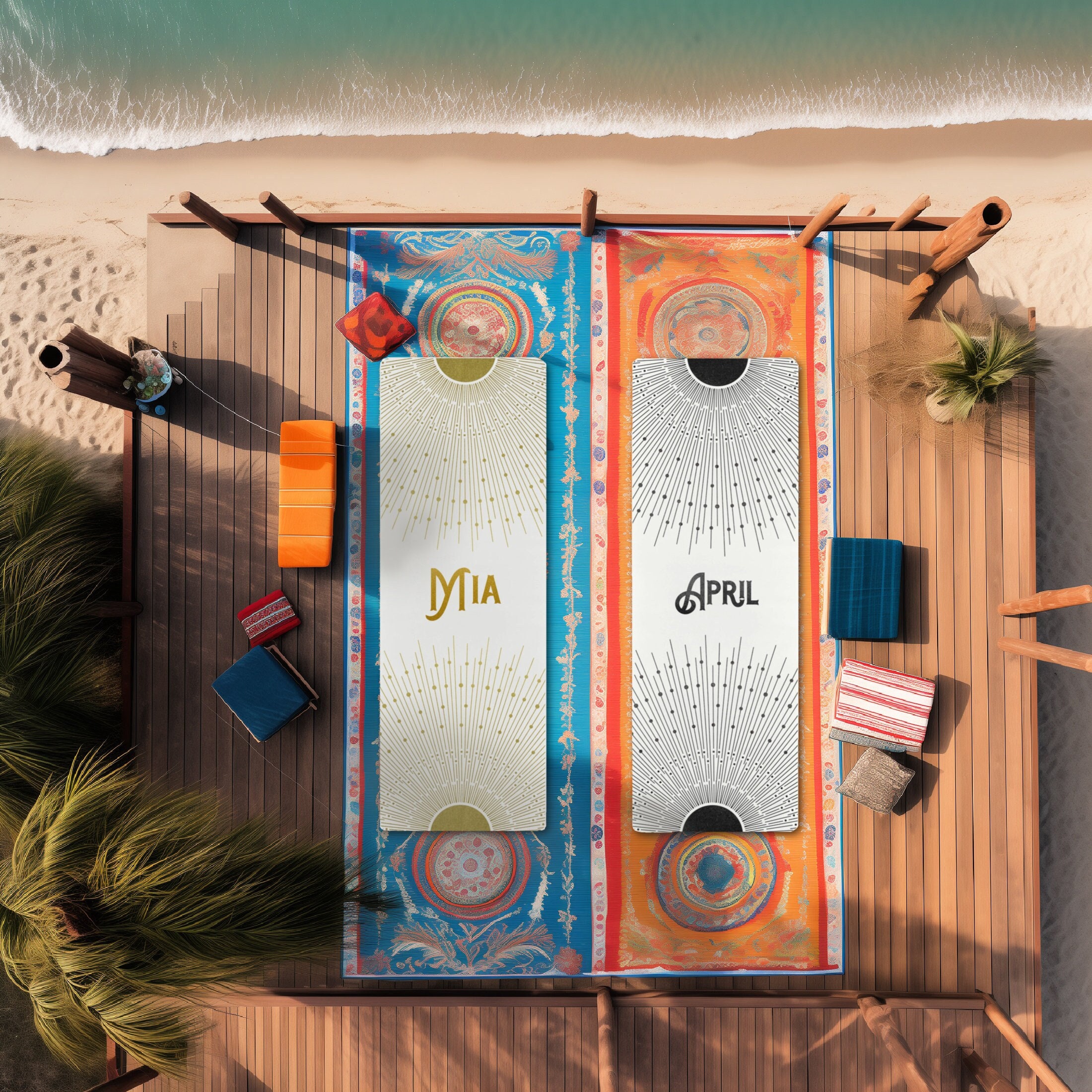 Personalized Sunbeam Yoga Mat in Gold or Black With Custom Text, Sun ...