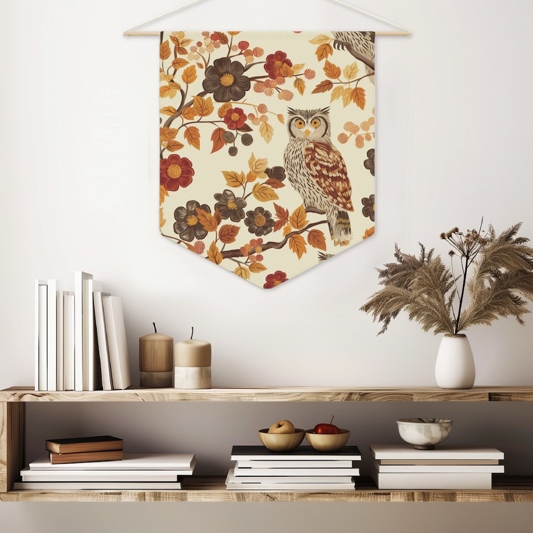 Owl Wall Hanging Autumn Fall Colors Pennant Flag, Autumn Fall Wall ...
