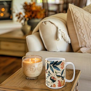 Autumn Fall Mug Floral Botanical Leaves Branches in 2 Sizes, Mug Sets ...