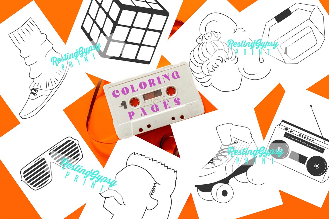 1980s-1990s Coloring Pages, Retro Nostalgia Designs (digital Download ...