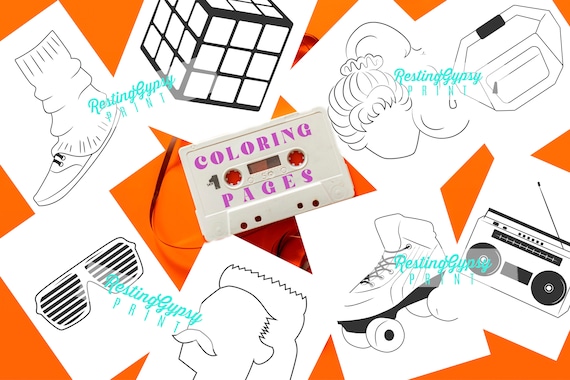 1990s 1980s Printable Coloring Sheets Coloring Pages 1990s - Etsy UK