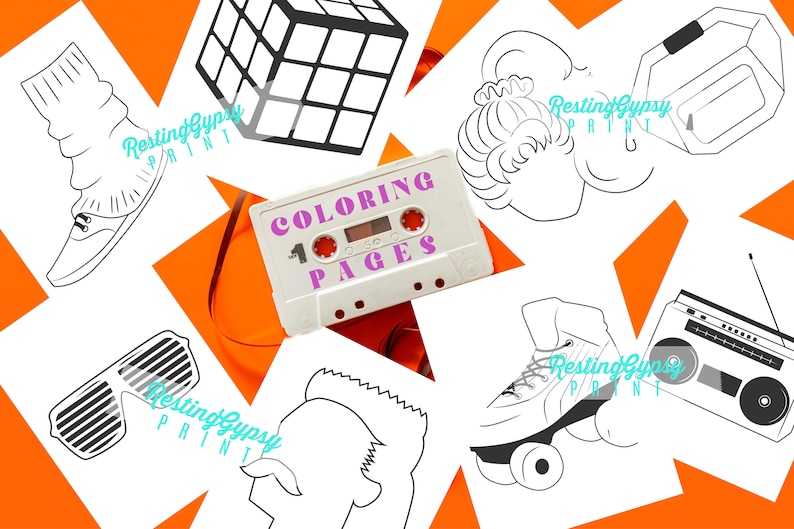 1980s-1990s Coloring Pages, Retro Nostalgia Designs (digital Download ...