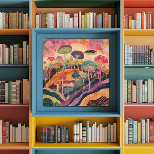 Colorful Mushroom Forest Bohemian Artsy Maximalist Hippie Pastel Wall ...