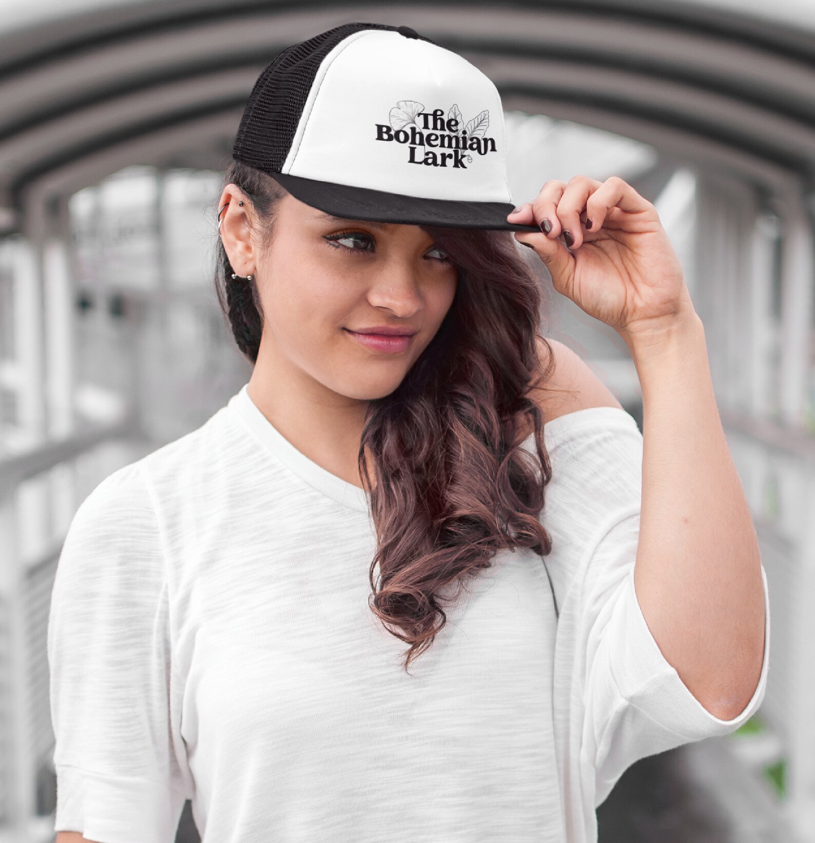 The Bohemian Lark Logo Trucker Hat, Mesh Snapback Cap - Etsy