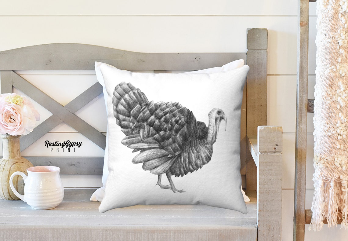 TURKEY PILLOW Cover Farmhouse Turkey Pillow Thanksgiving - Etsy